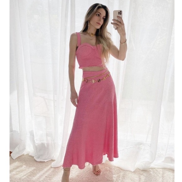 Zara | Skirts | 2 Piece Zara Pink Textured Tweed Matching Set Nwt ...
